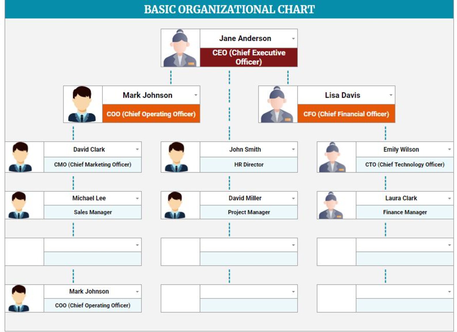Basic Organizational Chart Google Sheets Org Chart Template Team ...