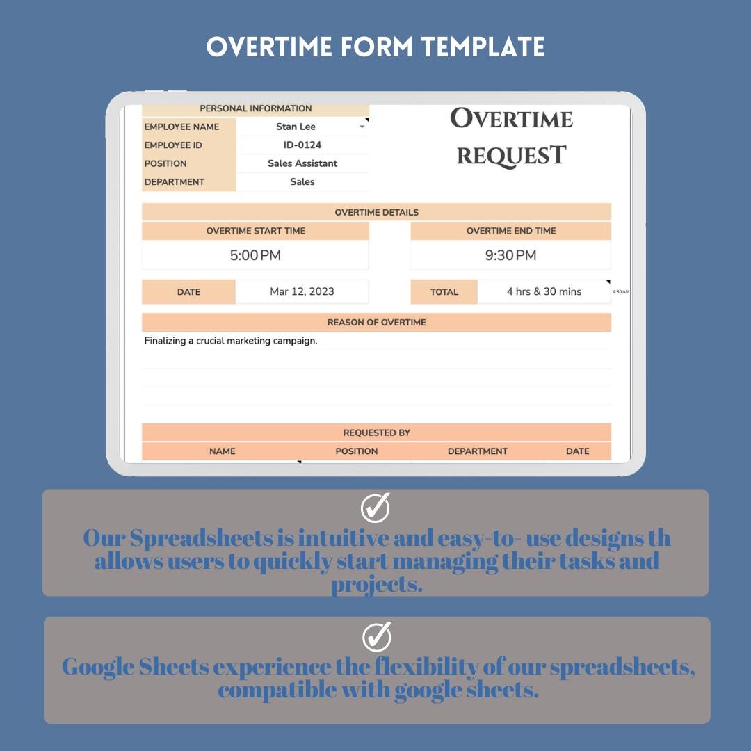 Overtime Form Template in Google Sheets for Small Business, Simple ...