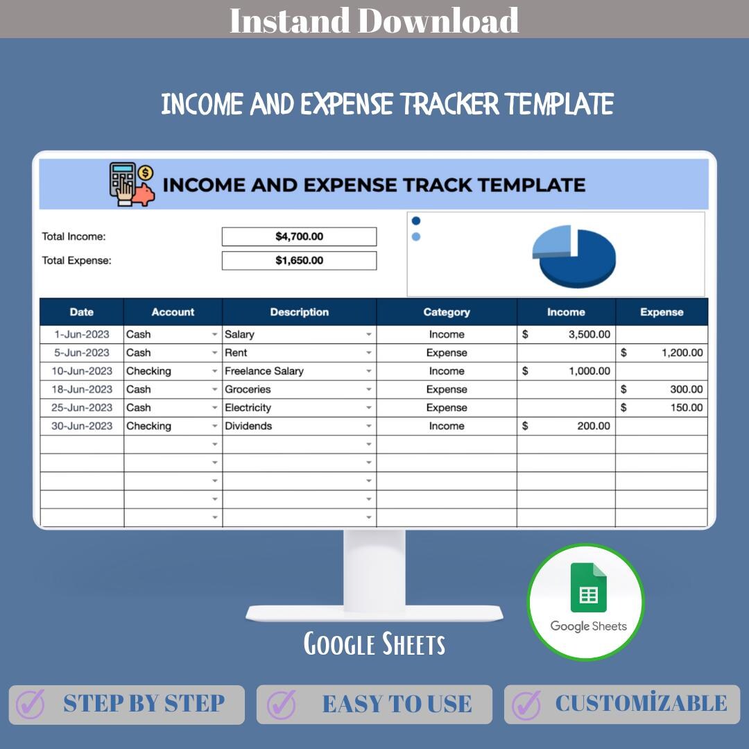 Income and Expense Tracker Template Google Sheets,editable Budget Log ...
