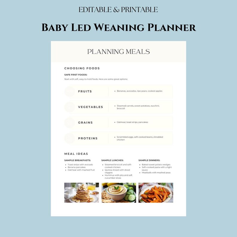 Baby Led Weaning Planner Canva Template, First Foods Tracker, Feeding ...