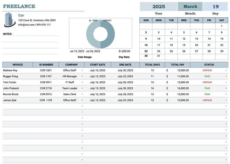 Bi-weekly Payroll Calendar Template Google Sheets, Editable Pay ...