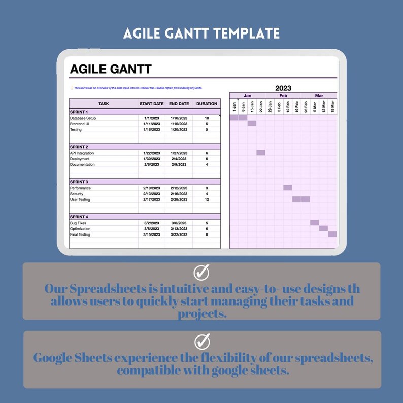 Agile Gantt Template, Digital Download, Editable Google Sheets, Plan ...
