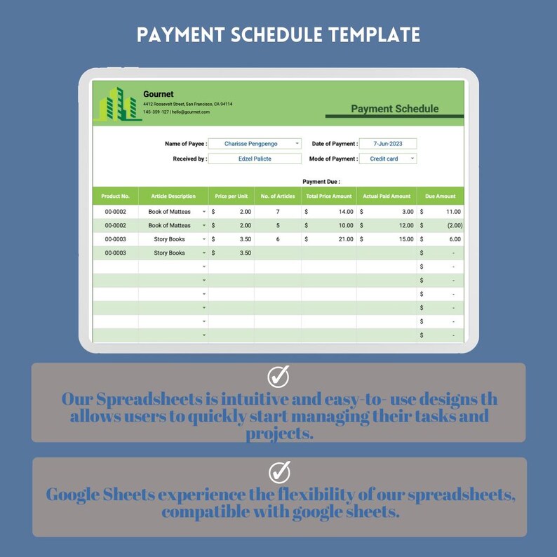 Payment Schedule Template, Installment Plan Tracker, Bill Payment ...