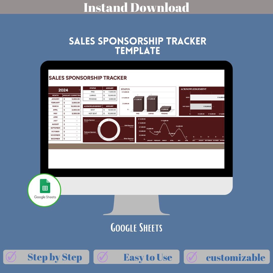 Sales Sponsorship Tracker Template, Digital Download, Editable Excel or ...