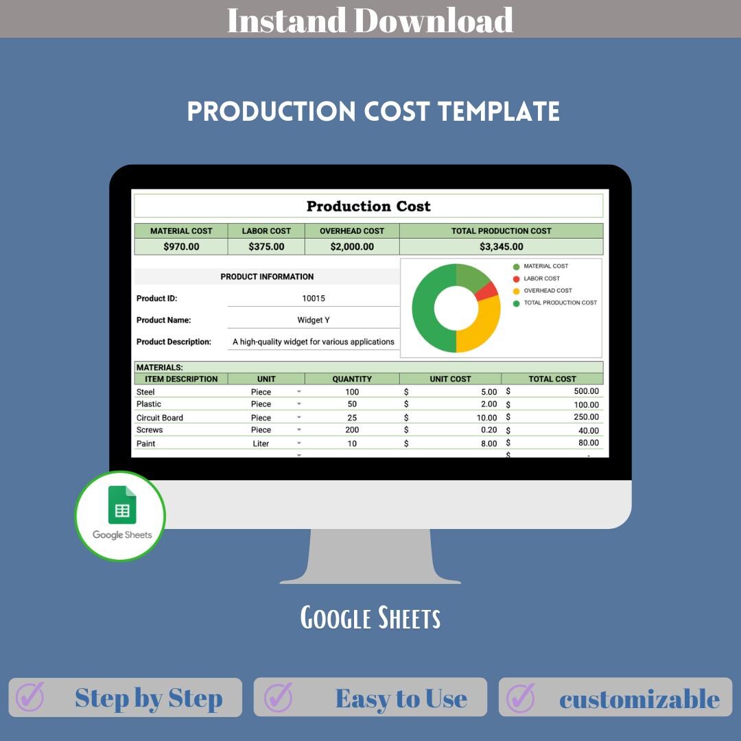 Production Cost Template, Manufacturing Expense Tracker, Cost Analysis ...