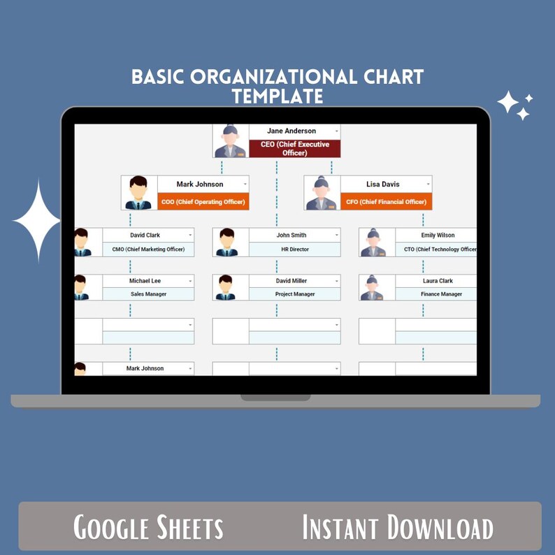 Basic Organizational Chart Template for Team Structure, Staff Roles ...