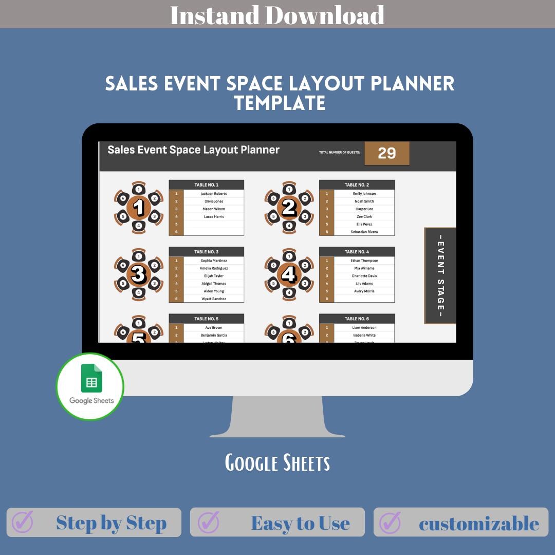 Sales Event Space Layout Planner Template, Digital Download, Editable ...