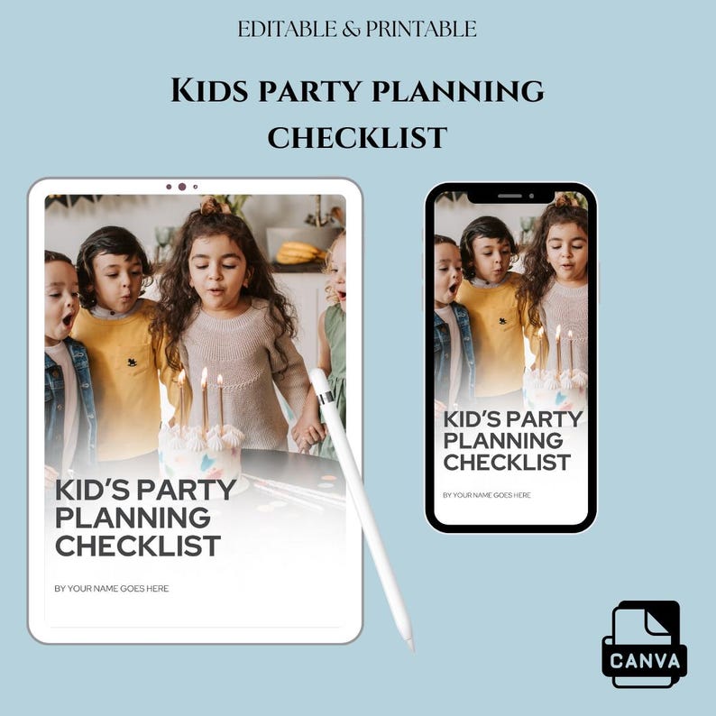 Kids Party Planning Checklist Canva Template, Birthday Organizer, Event ...