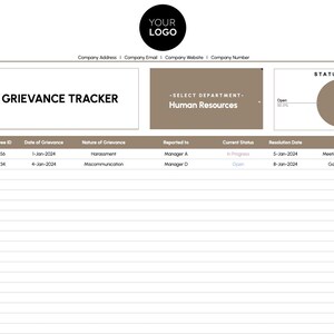 Employee Grievance Tracker Template Google Sheets, Editable HR ...