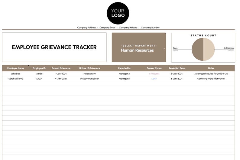 Employee Grievance Tracker Google Sheets HR Complaint Log Employee ...