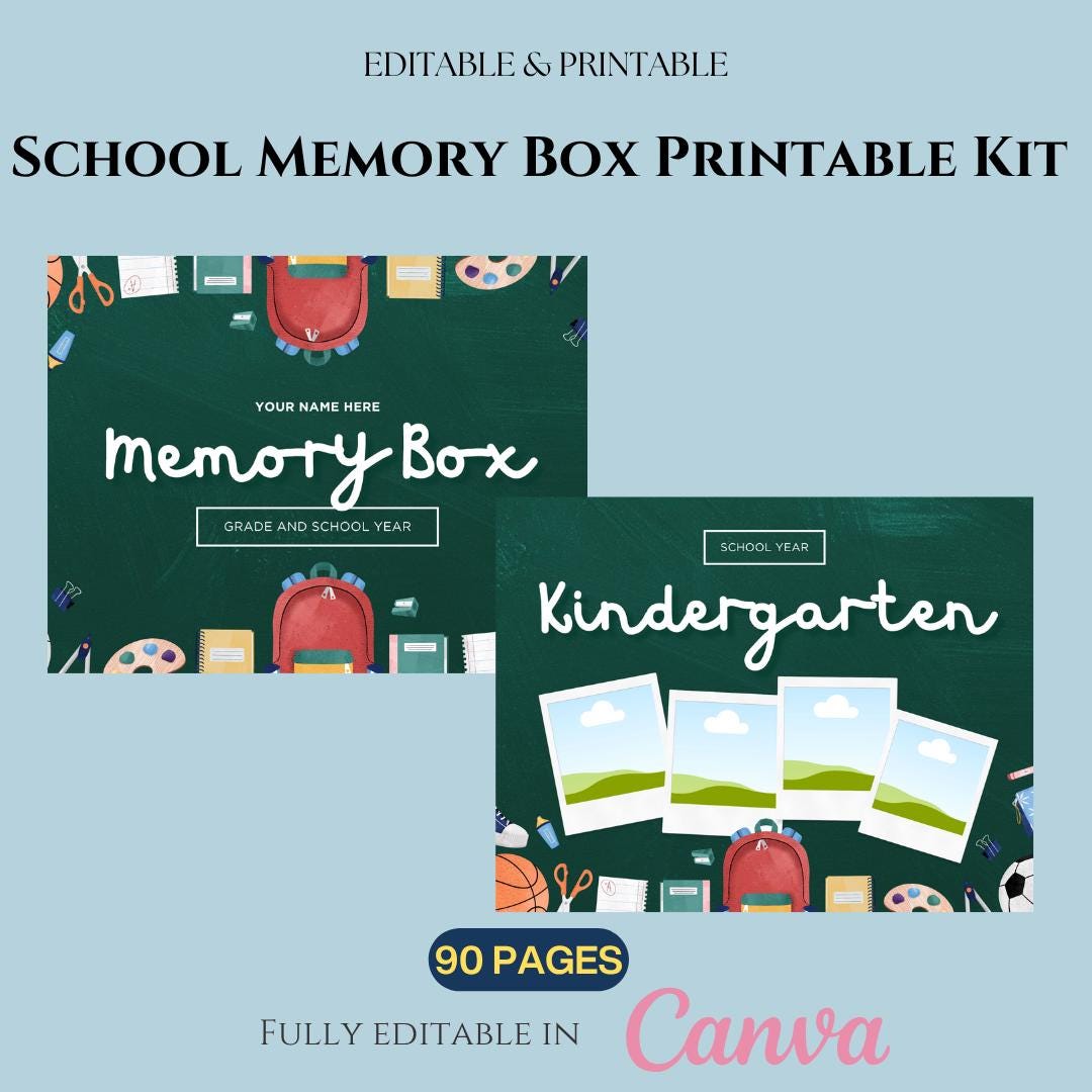 School Memory Box Printable Kit, Canva Editable Template, Student ...