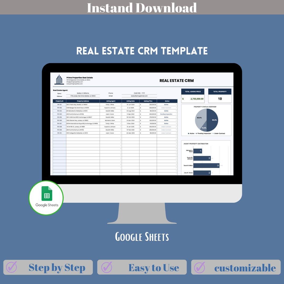 Real Estate CRM Template, Google Sheets, Client Management System ...
