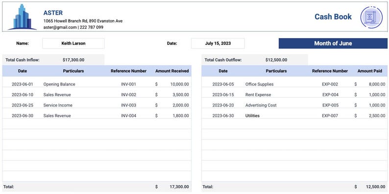 Cash Book Template Google Sheets Cash Flow Register Income Expense ...