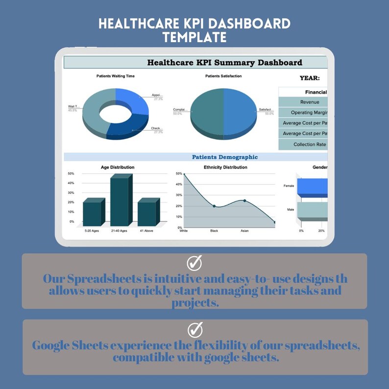 Healthcare KPI Dashboard Template Google Sheets, Editable Medical ...