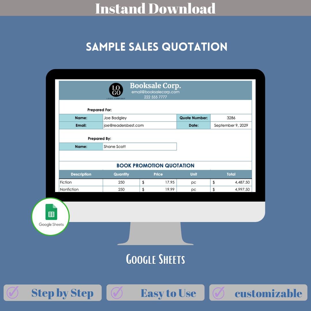 Sample Sales Quotation Template, Editable Digital Download, Google ...