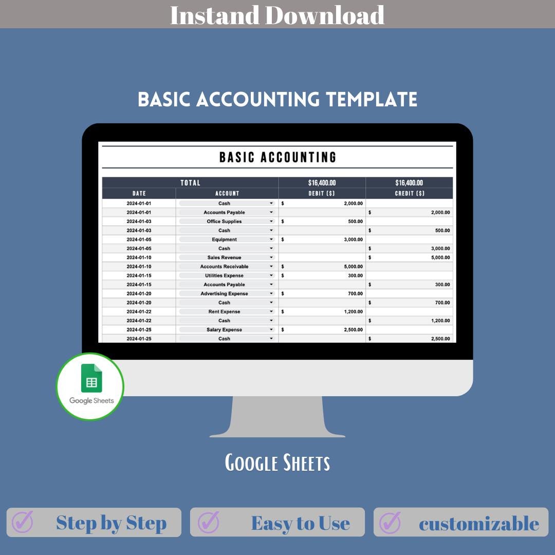 Basic Accounting Template,income & Expense Tracker, Financial ...