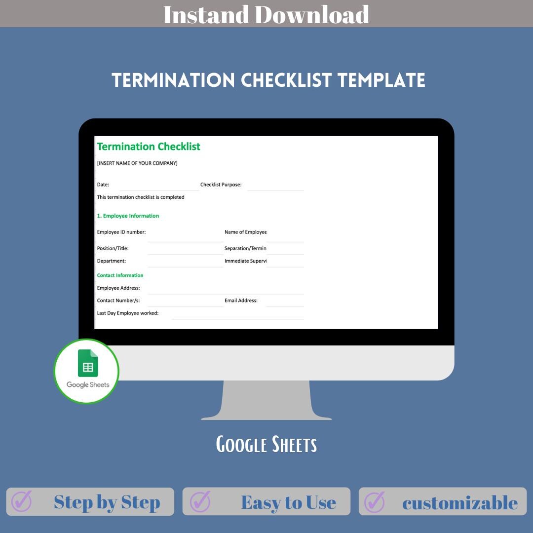 Termination Checklist Template, Employee Offboarding, HR Process ...