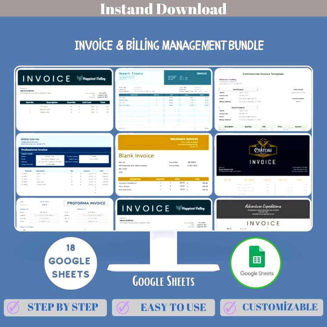 Invoice and Billing Management Bundle Google Sheets Invoice Tracker ...