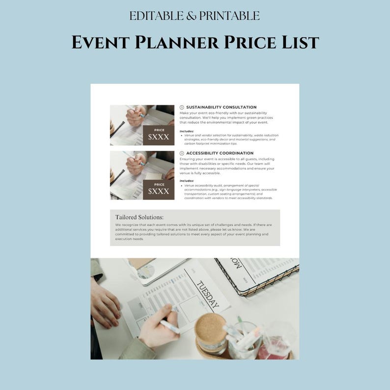 Event Planner Price List Canva Template, Service Rate Sheet, Wedding ...