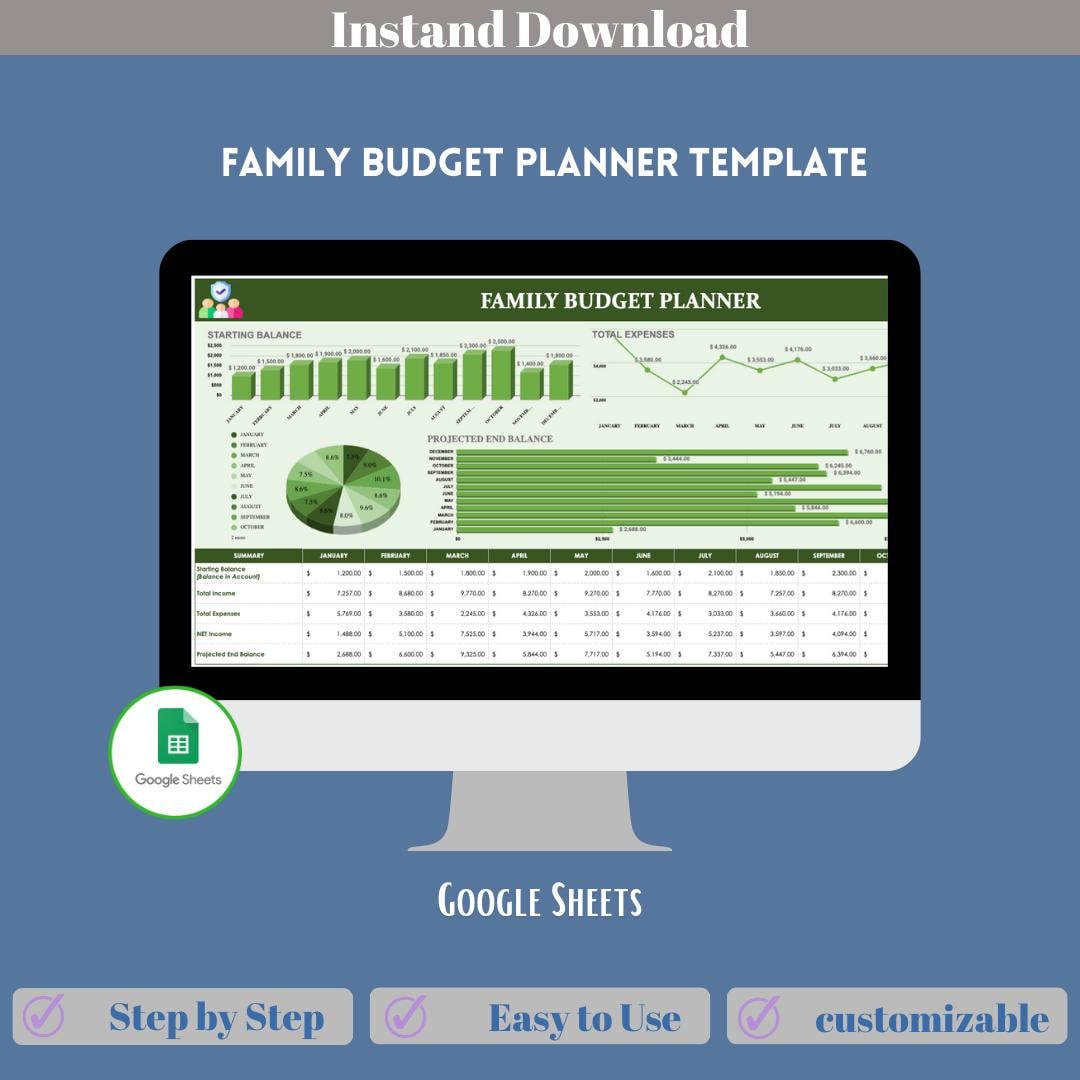 Family Budget Planner Template, Digital Download, Editable, Google ...