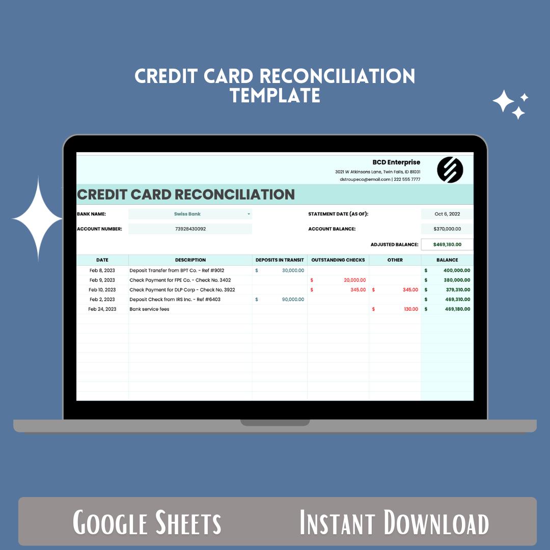 Credit Card Reconciliation Template, Digital Download, Editable Excel ...