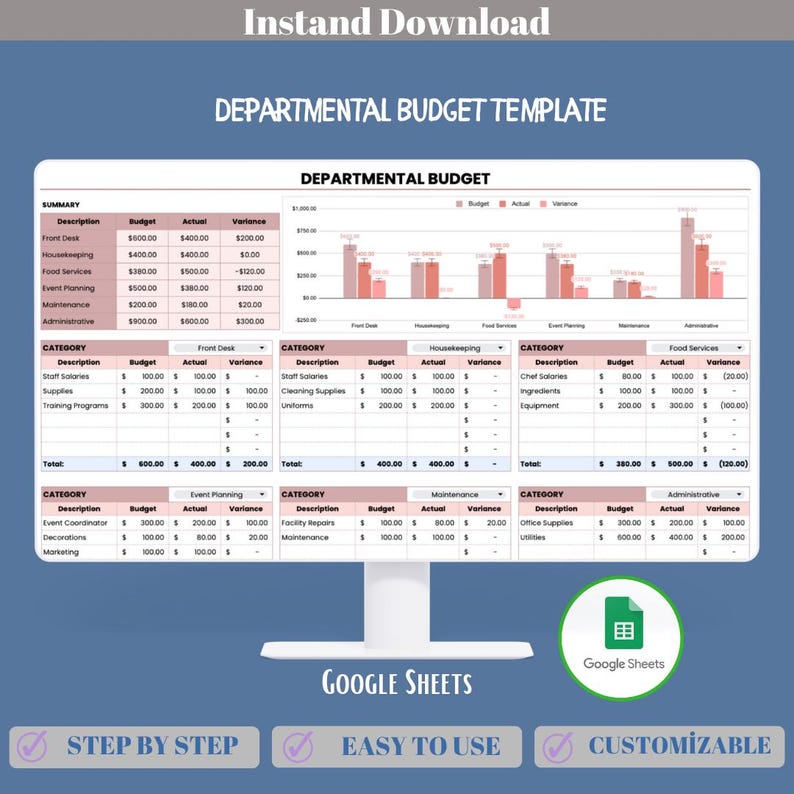 Departmental Budget Planner Template Google Sheets Small Business ...