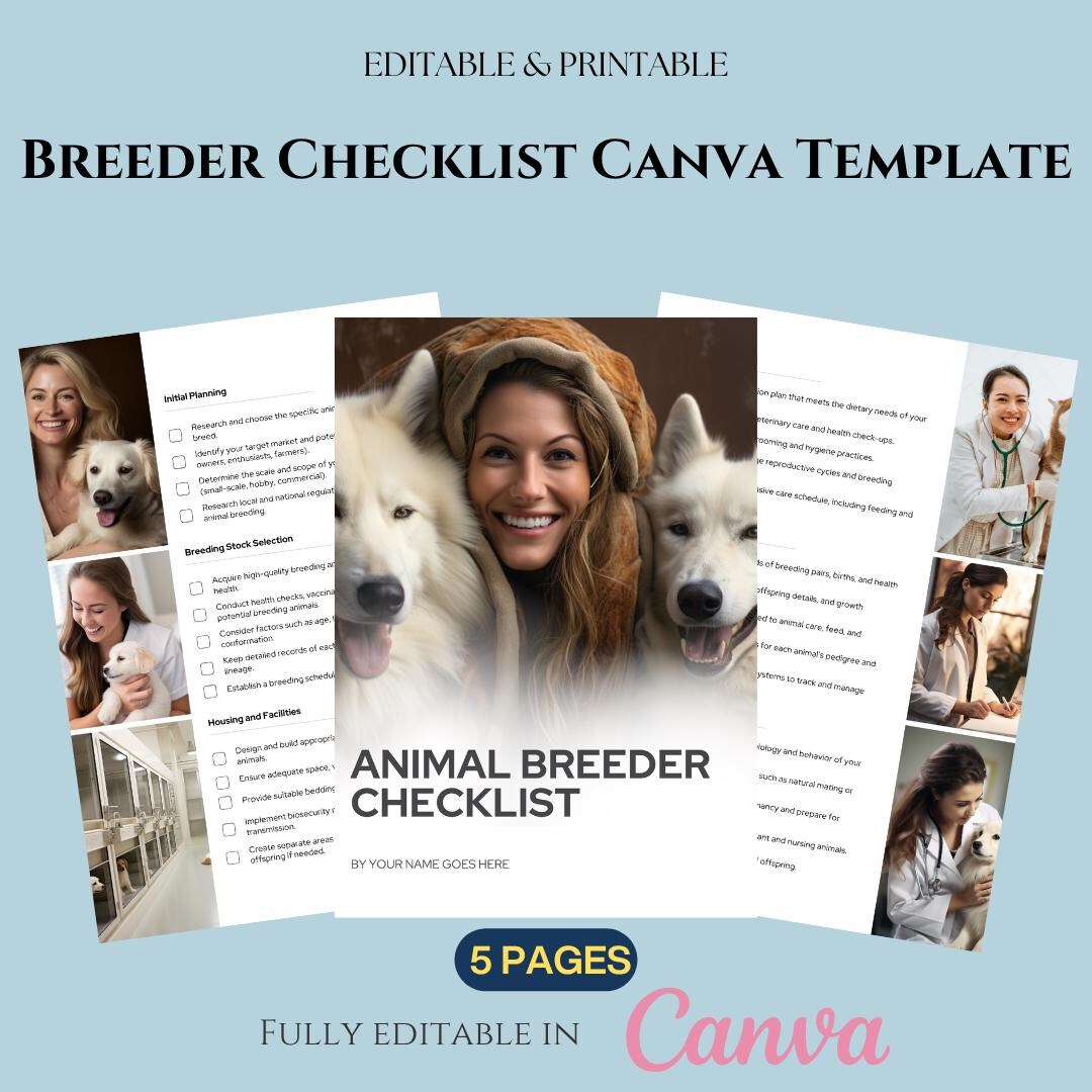 Breeder Checklist Canva Template, Editable Pet Breeding Planner, Animal ...