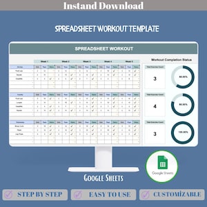 Spreadsheet Workout Template, Digital Download, Editable Google Sheets ...