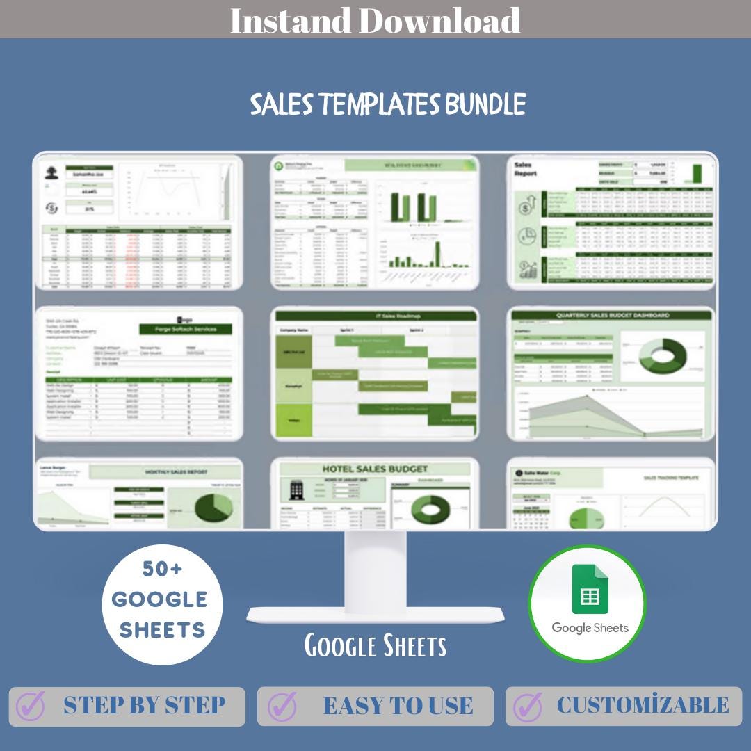 Sales Templates Bundle, Google Sheets, Small Business Sales Tracker ...