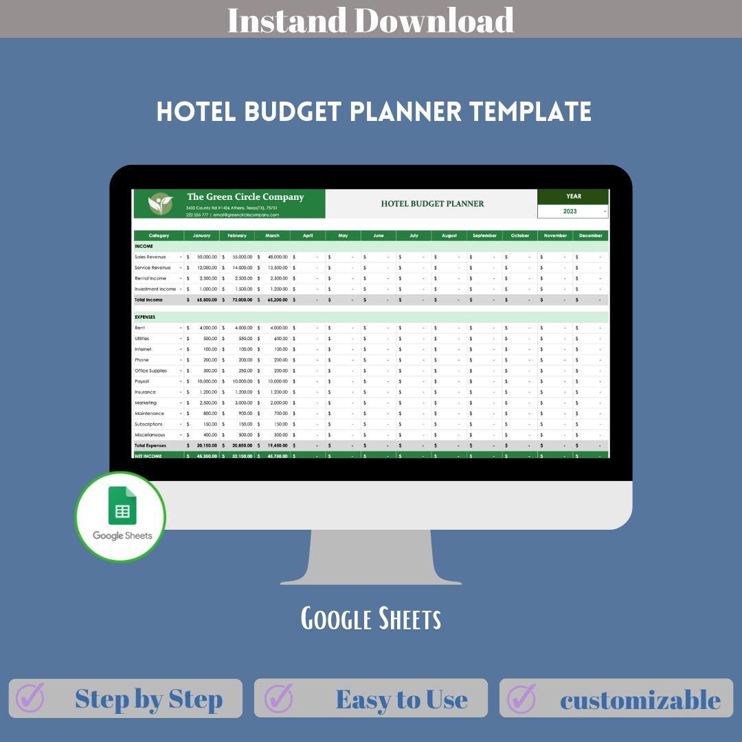 Hotel Budget Planner Template,digital Download, Editable,google ...