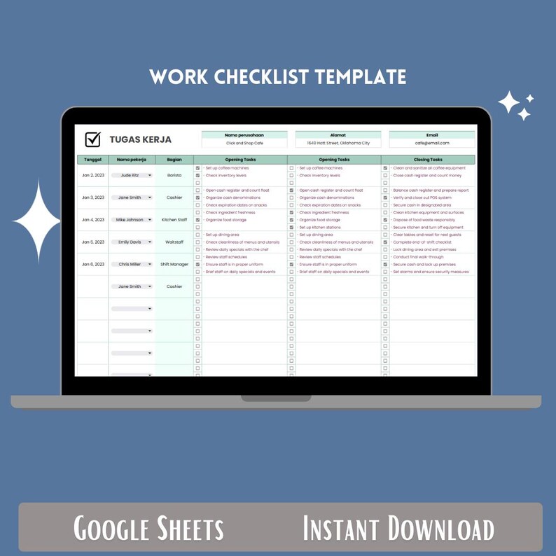 Work Checklist Template, Task Management, To-do List, Productivity ...