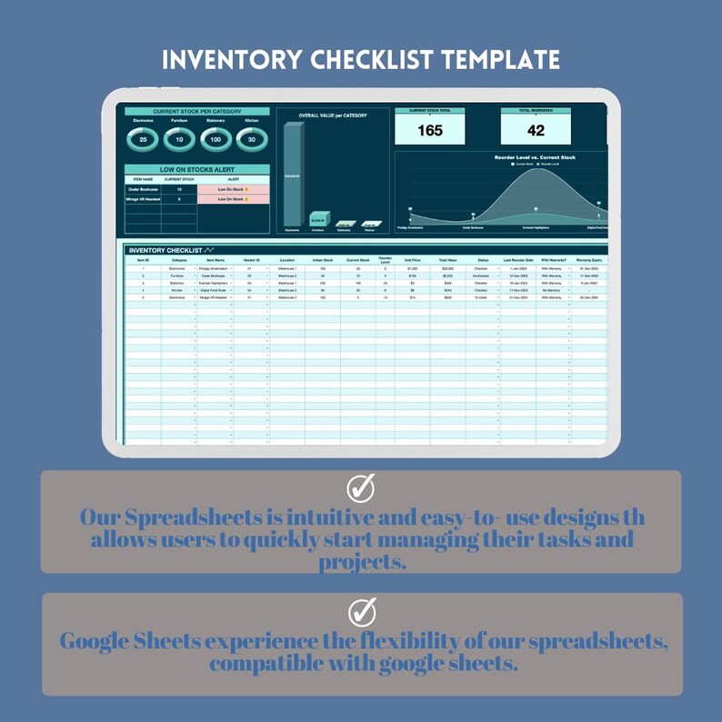 Inventory Checklist for Small Business, Google Sheets Template to Track ...