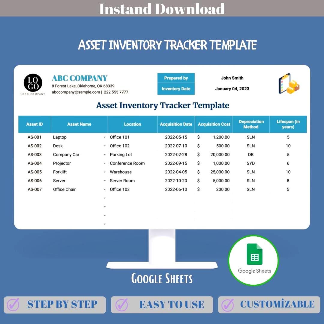 Asset Inventory Tracker Google Sheets Template for Equipment Management ...