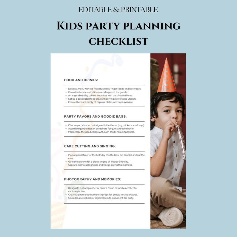 Kids Party Planning Checklist Canva Template, Birthday Organizer, Event ...