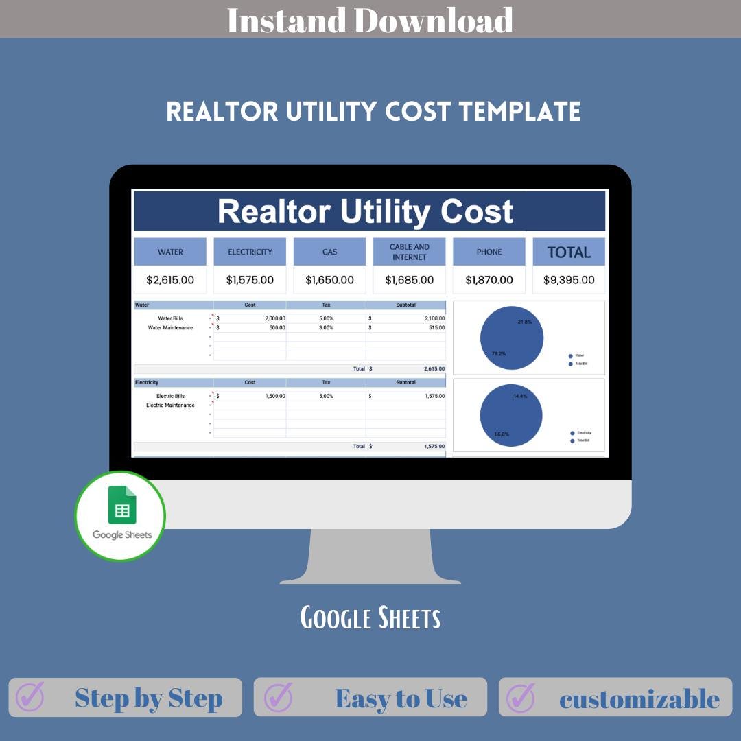 Realtor Utility Cost Template, Expense Tracker, Property Management ...