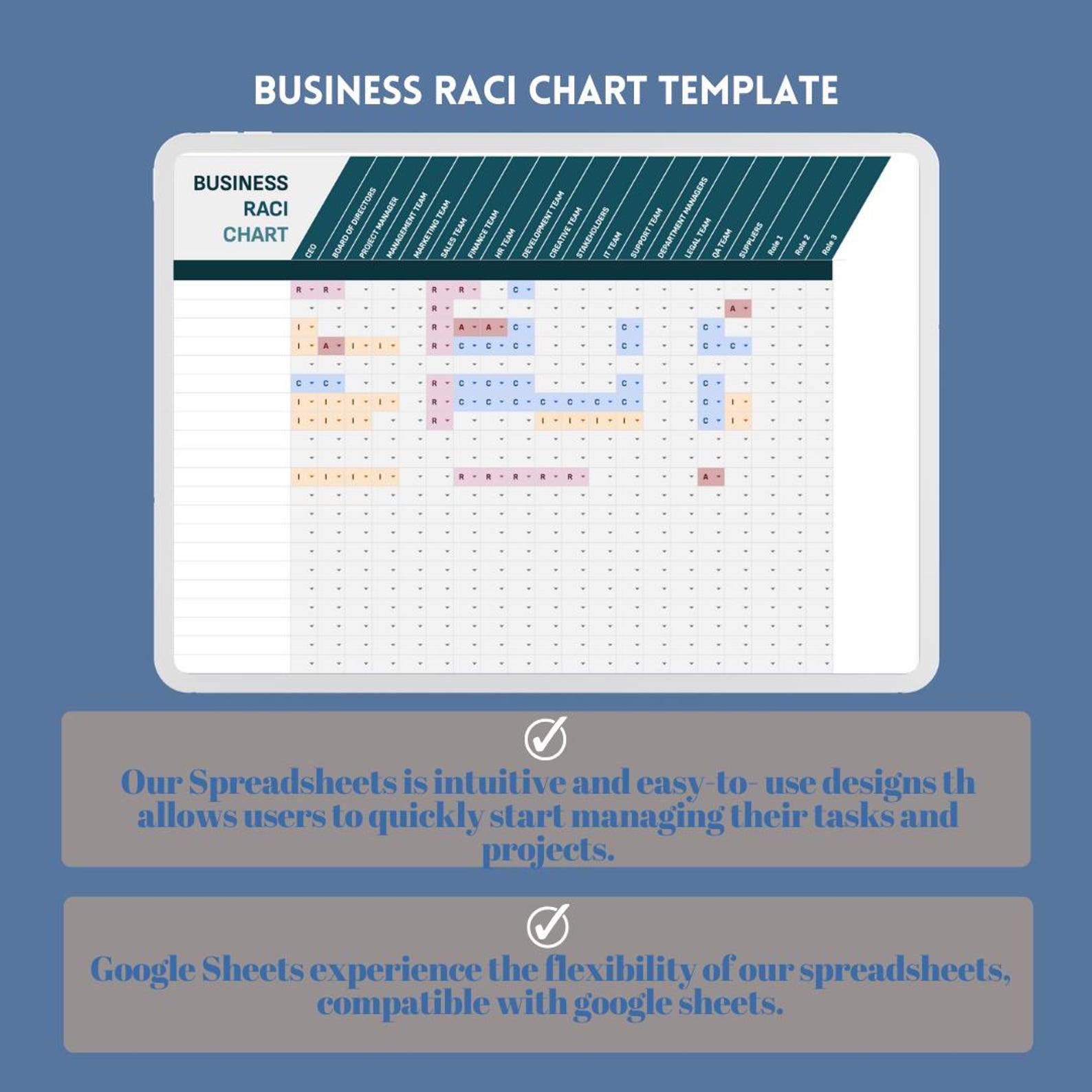Business RACI Chart Template, Responsibility Matrix, Google Sheets ...