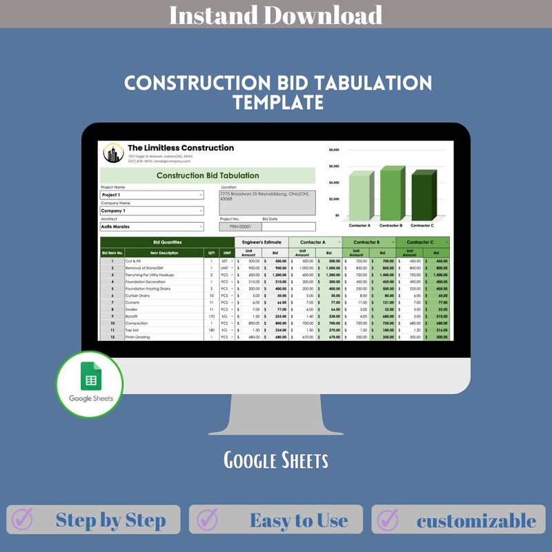 Construction Bid Template - Etsy