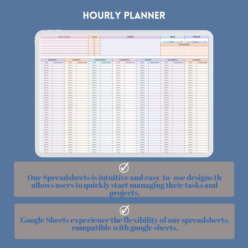 Hourly Planner Excel Template for Daily Time Blocking,hourly Scheduling ...