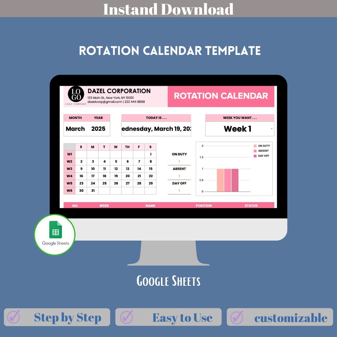 Rotation Calendar Template, Employee Shift Planner, Work Schedule ...