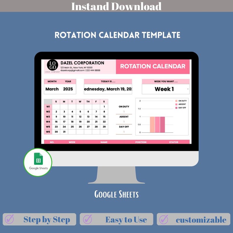 Rotation Calendar Template, Employee Shift Planner, Work Schedule ...