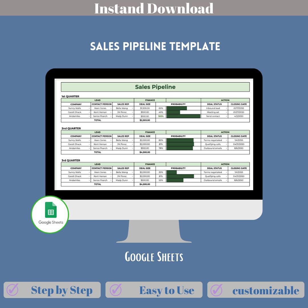 Sales Pipeline Template, Track Sales Progress, Manage Leads, Visual ...