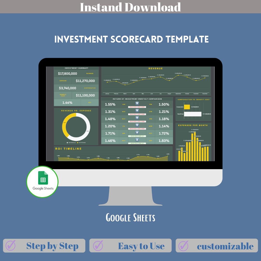 Investment Scorecard Template, Digital Download, Editable Excel or ...