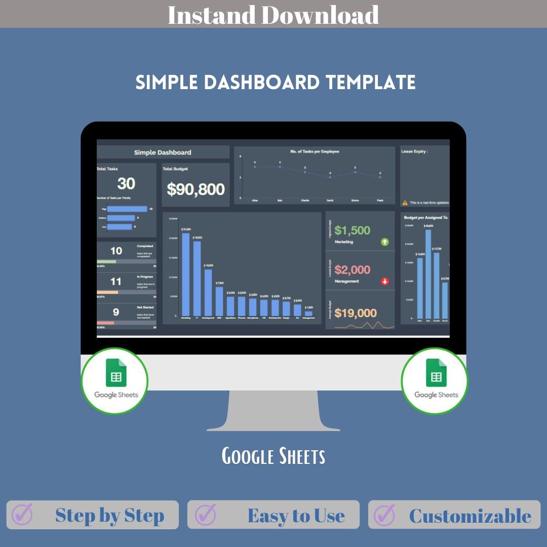Simple Dashboard Template for Tracking Business Kpis, Metrics, and ...