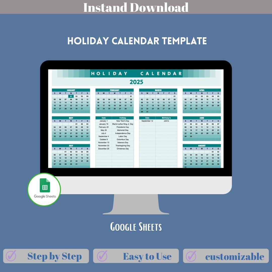 Holiday Calendar Template, Festive Planner, Event Scheduling Tool ...