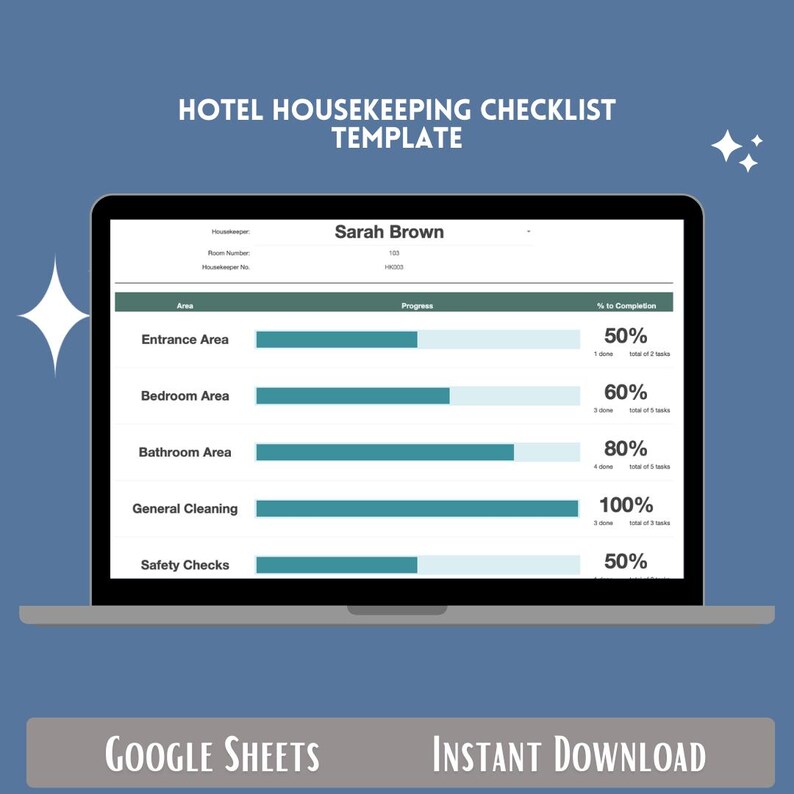Hotel Housekeeping Checklist Template: Google Sheets Cleaning Task ...