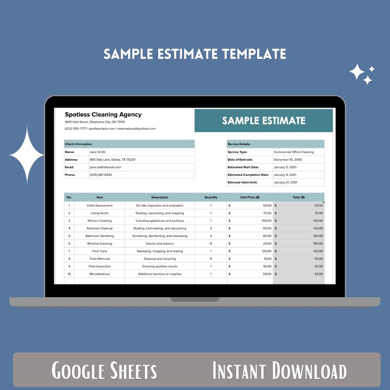 Sample Estimate Template for Google Sheets | Job Quotation Form ...