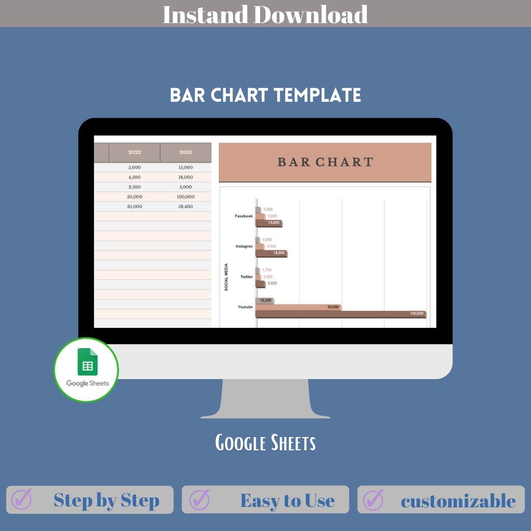 Bar Chart Template, Google Sheets, Data Visualization Tool, Business ...
