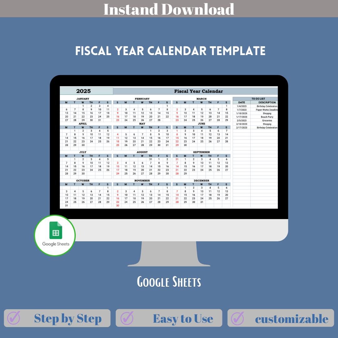 Fiscal Year Calendar Template, Budget Planning, Financial Tracker ...