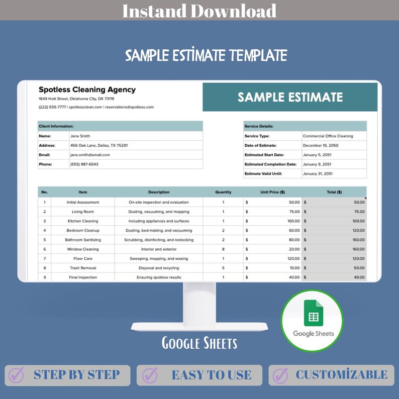 Sample Estimate Template for Google Sheets | Job Quotation Form ...