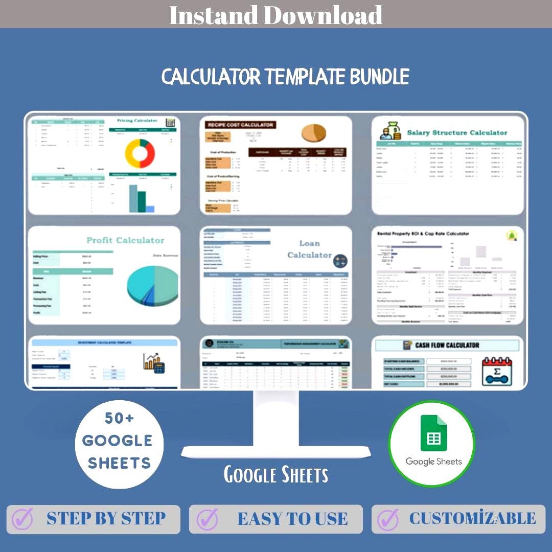 Calculator Bundle for Small Business, Google Sheets Template to ...